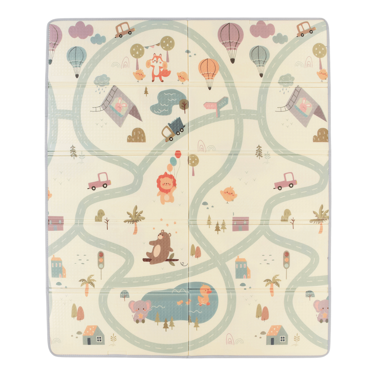 Tinéo - Large reversible play mat with cars/savannah theme